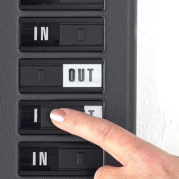 Indesign In Out Staff Boards for up to 20 Staff Names White Light Display